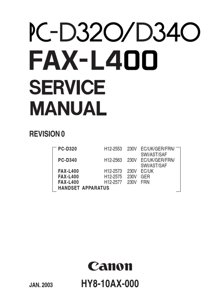 Canon PC d320 - d340 Fax l400 | PDF | Usb | Electrical Connector