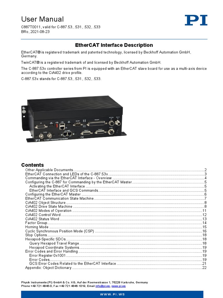 User Manual: Ethercat Interface Description | PDF | Input/Output ...