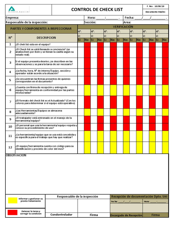 Planilla de Inspeccion Planeada - CHECK LIST | PDF | Informática