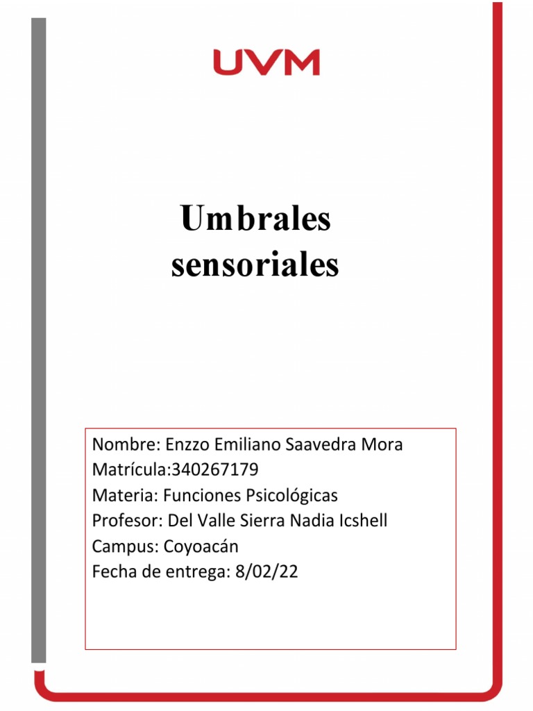Umbrales Sensoriales | PDF | Sentidos | Percepción
