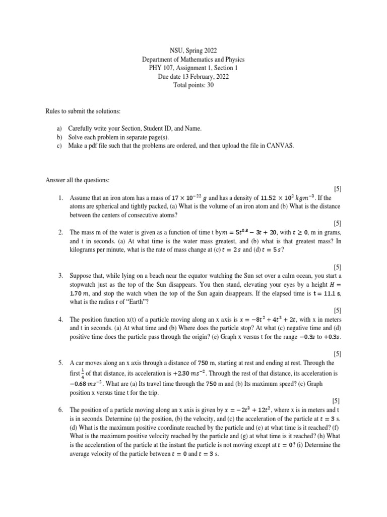 Phy 107 | PDF | Acceleration | Velocity