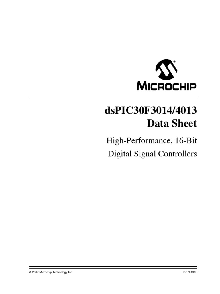 Dspic30F3014/4013 Data Sheet: High-Performance, 16-Bit Digital Signal ...