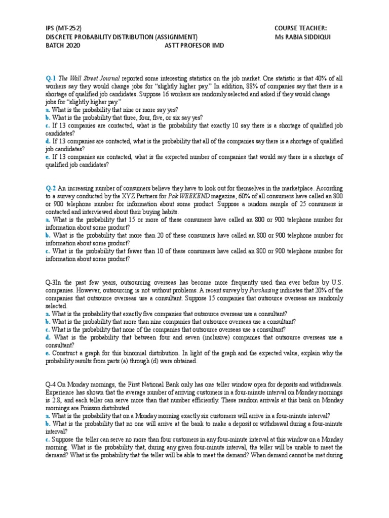 Grade 12 Probability Assignment | PDF | Probability Distribution ...