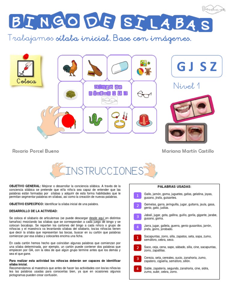 Bingo de Sílabas para Niños | PDF | Sílaba