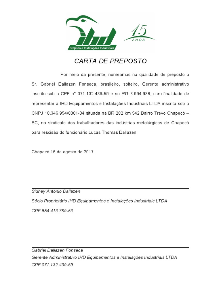 Carta de Preposto | PDF