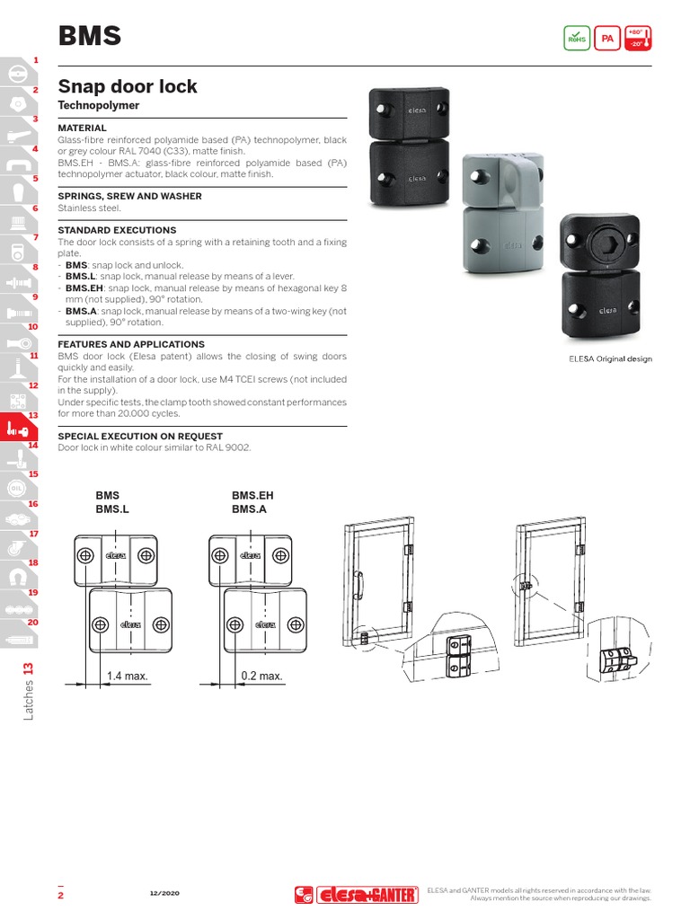Snap Door Lock: Technopolymer | PDF | Building Materials | Equipment