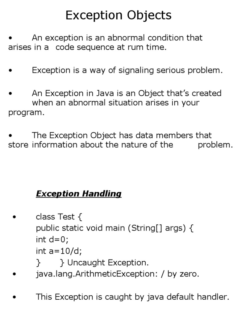 Exception Handling in Java | PDF | Notation | Computer Science