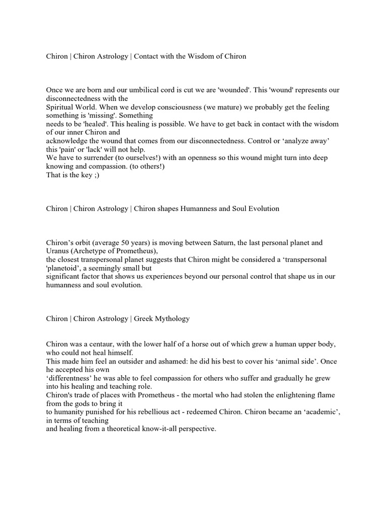 Chiron: Healing Spiritual Wounds | PDF | Feeling | Experience