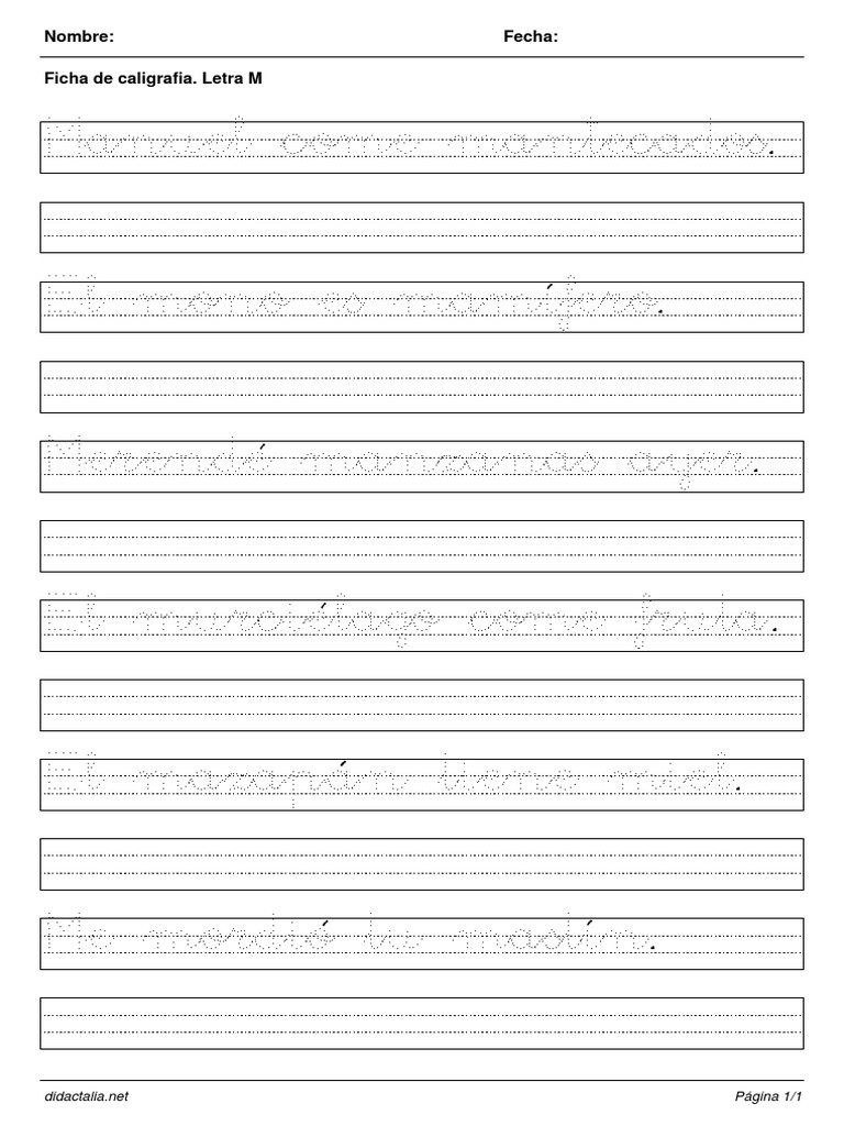 25 Ficha de Caligrafía. Letra M Autor | PDF