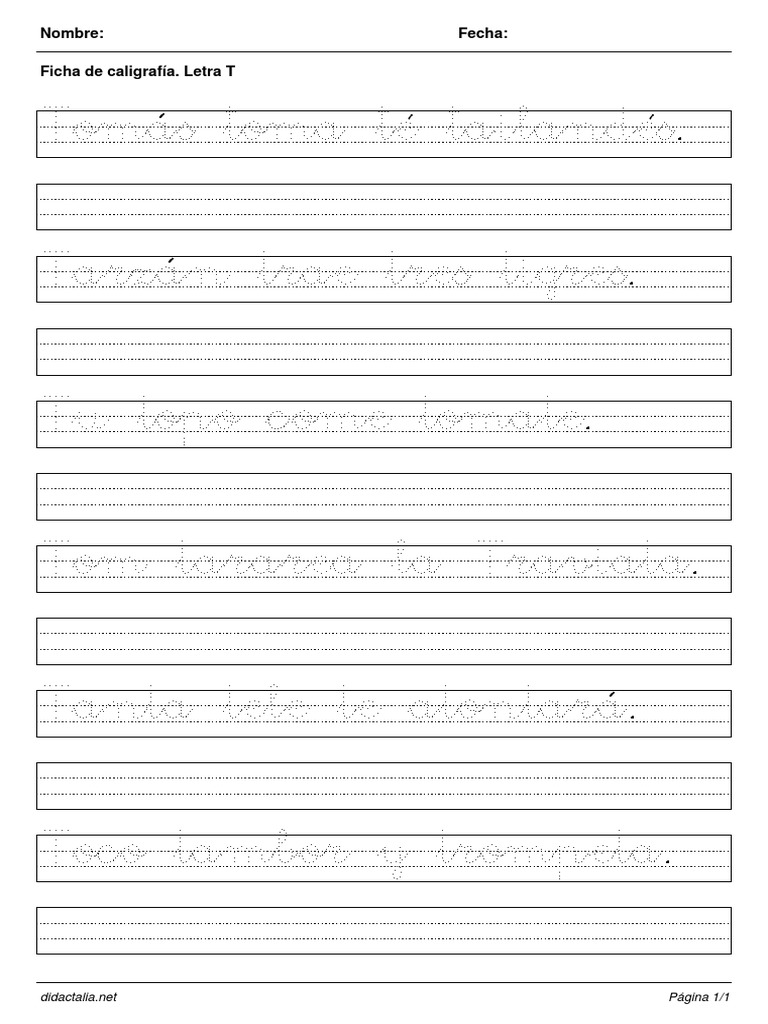 Ficha de Caligrafía: Letra T | PDF | Poesía | Clásicos