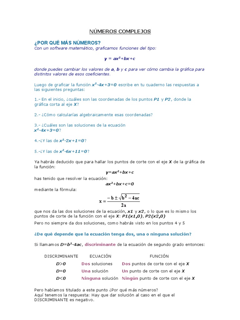 Ecuaciones con Números Complejos | PDF | Número complejo | Ecuaciones