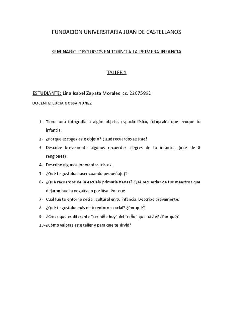 Taller de Recuerdos de la Infancia | PDF | Arte