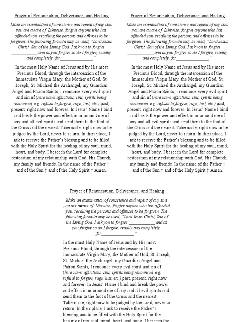 Prayer of Renunciation | PDF | Mary, Mother Of Jesus | Deliverance Ministry