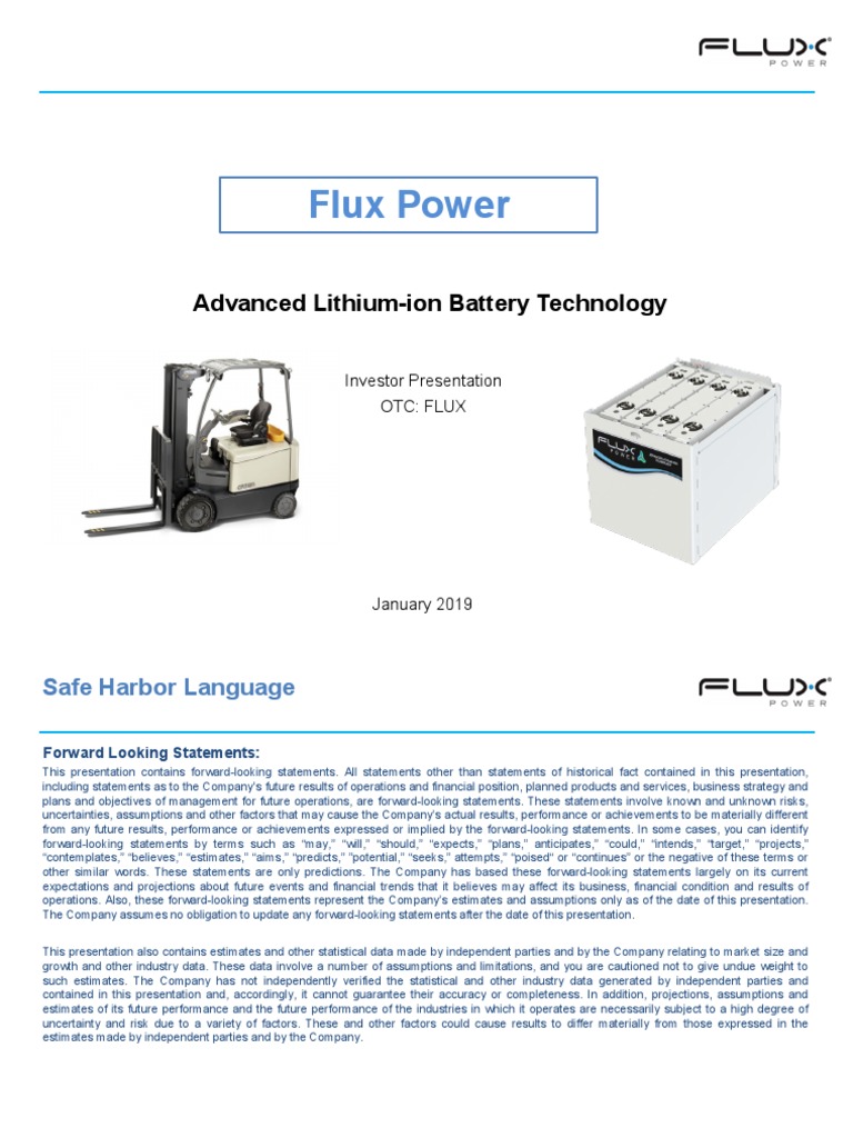 Flux Power: Advanced Lithium-Ion Battery Technology | PDF