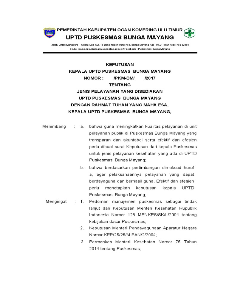 1.2.1.1 SK Jenis - Jenis Pelayanan | PDF