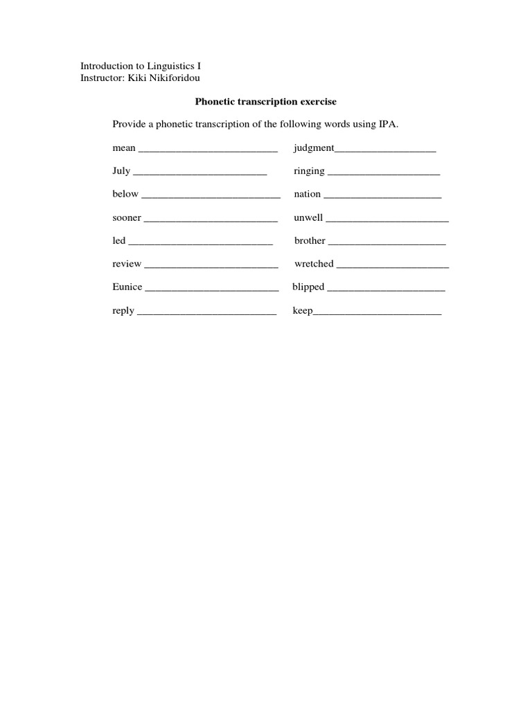 Phonetic Transcription Exercise | PDF