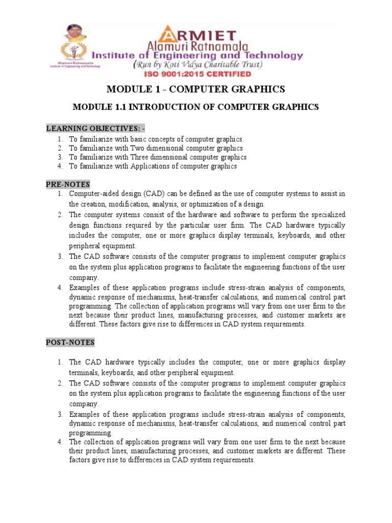 Sub-Module 1.1 - Introduction of Computer Graphics - Learning ...