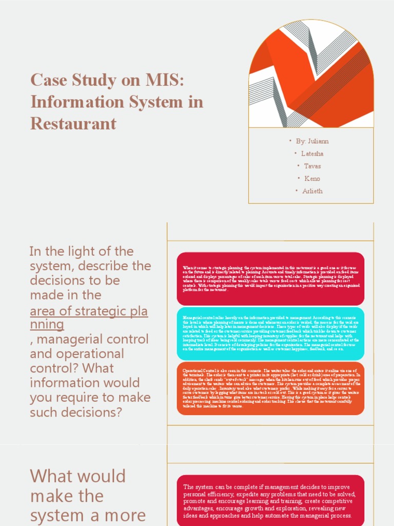MIS Case Study: Restaurant Operations Analysis | PDF | Waiting Staff ...