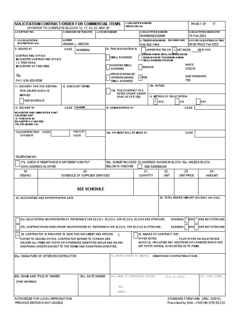 Solicitation/Contract/Order For Commercial Items | PDF | Employment ...