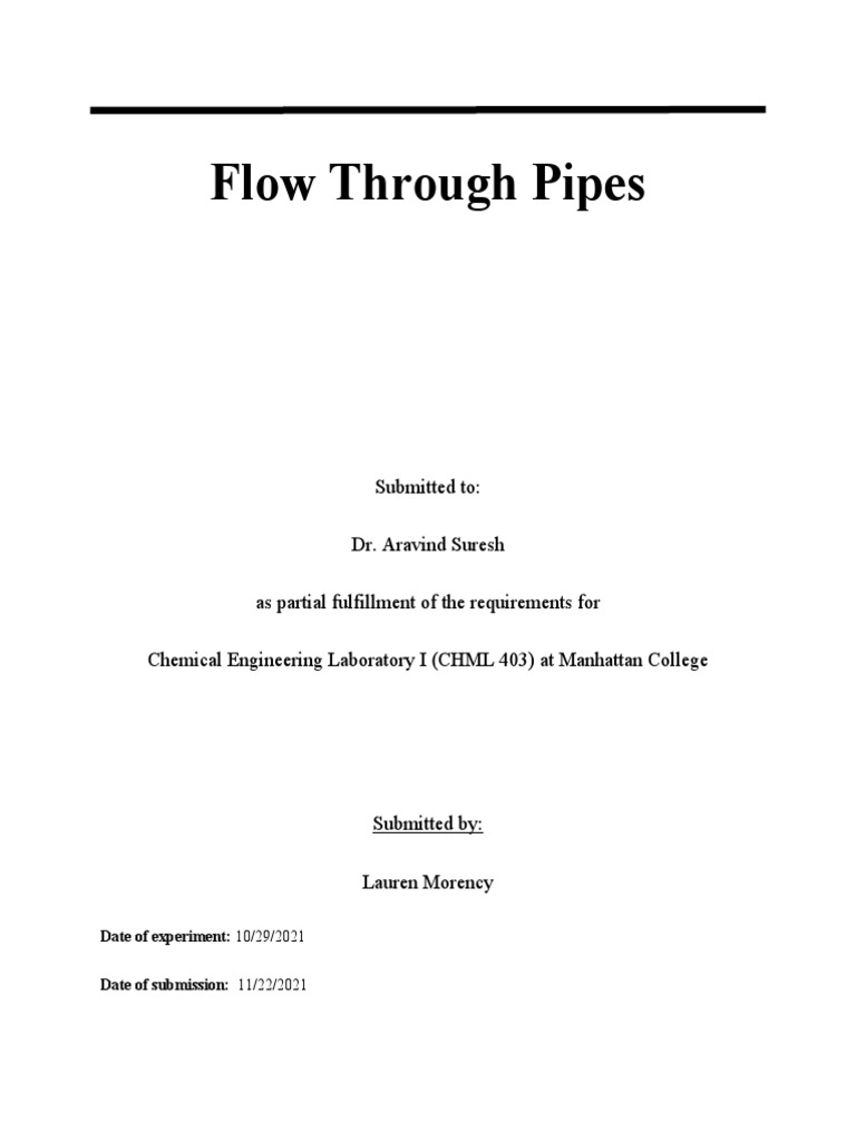 Flow Through Pipes Lab | PDF | Reynolds Number | Fluid Dynamics
