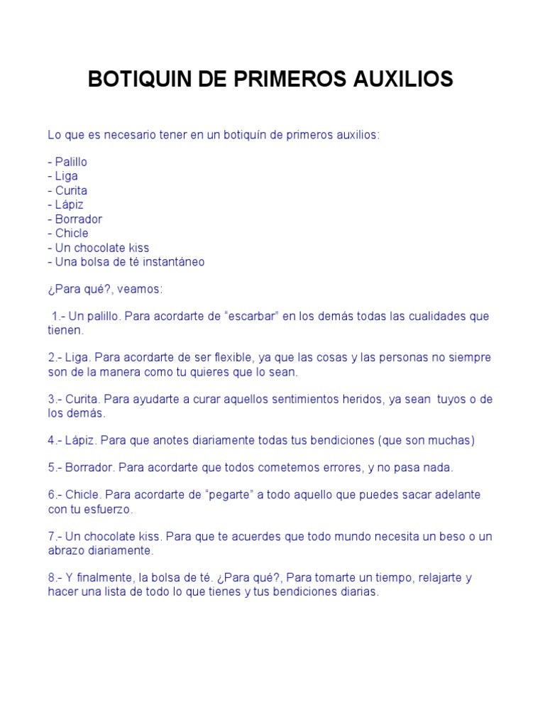 Botiquin de Primeros Auxilios Reflexión. | PDF