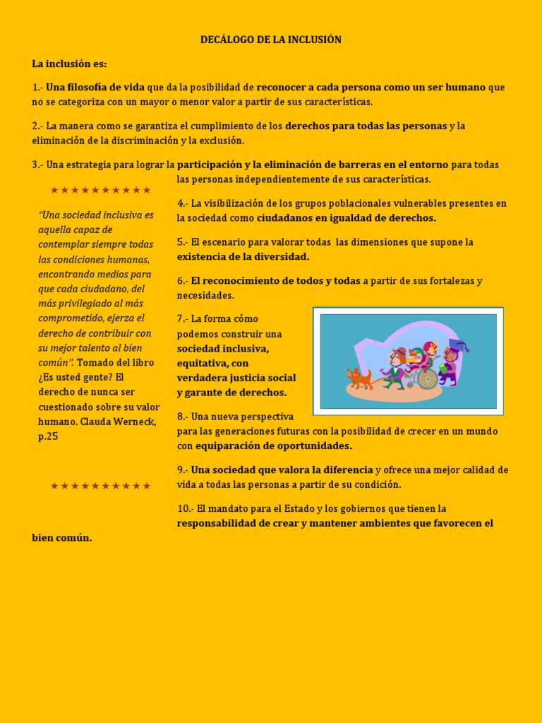 Decálogo para una Sociedad Inclusiva | PDF