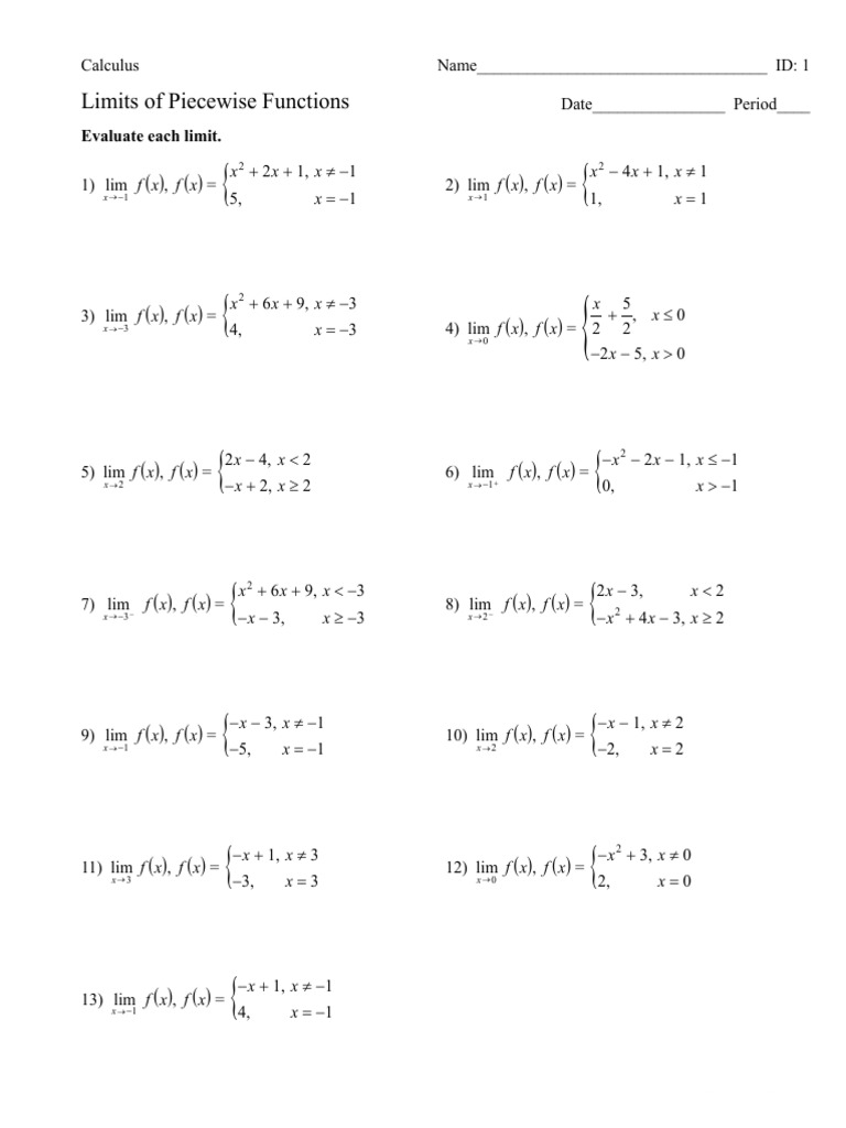 Limits of Piecewise FunctionsHW | PDF | Mathematical Analysis | Analysis