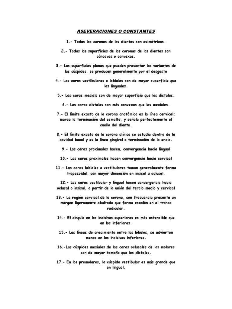 ASEVERACIONES O CONSTANTES