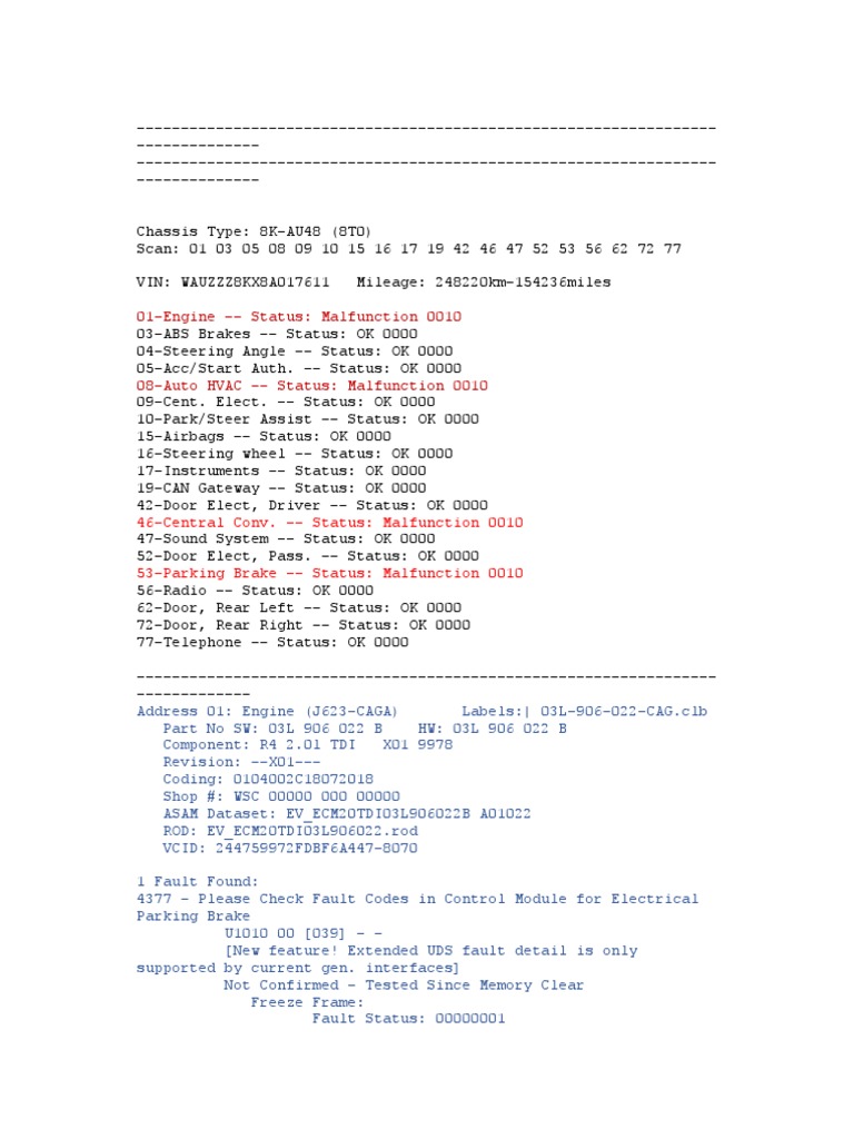 01-Engine - Status: Malfunction 0010 | PDF | Vehicles | Motor Vehicle