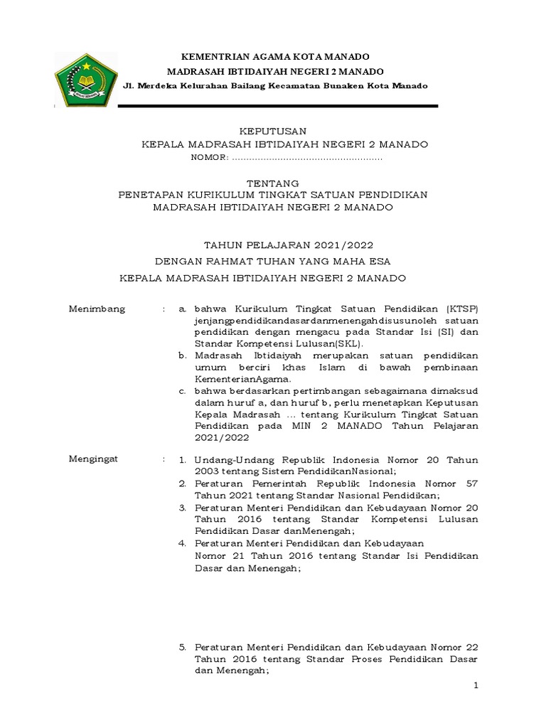 LAMPIRAN SK PENETAPAN Revisi | PDF