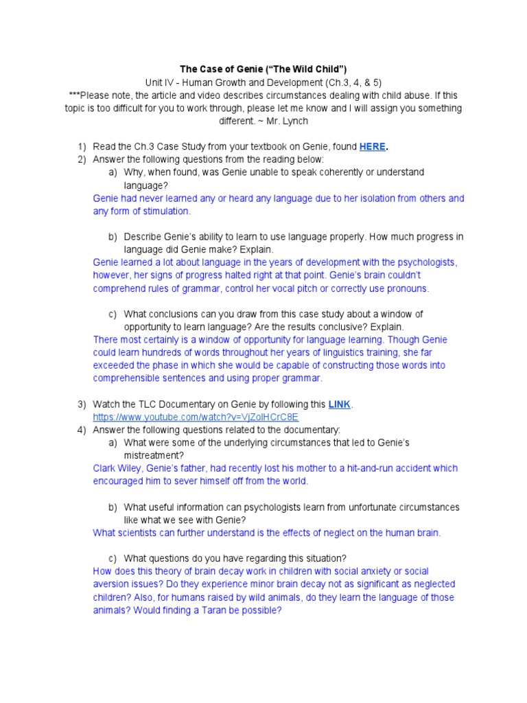 The Case of Genie - Activity | PDF | Language Acquisition | Learning