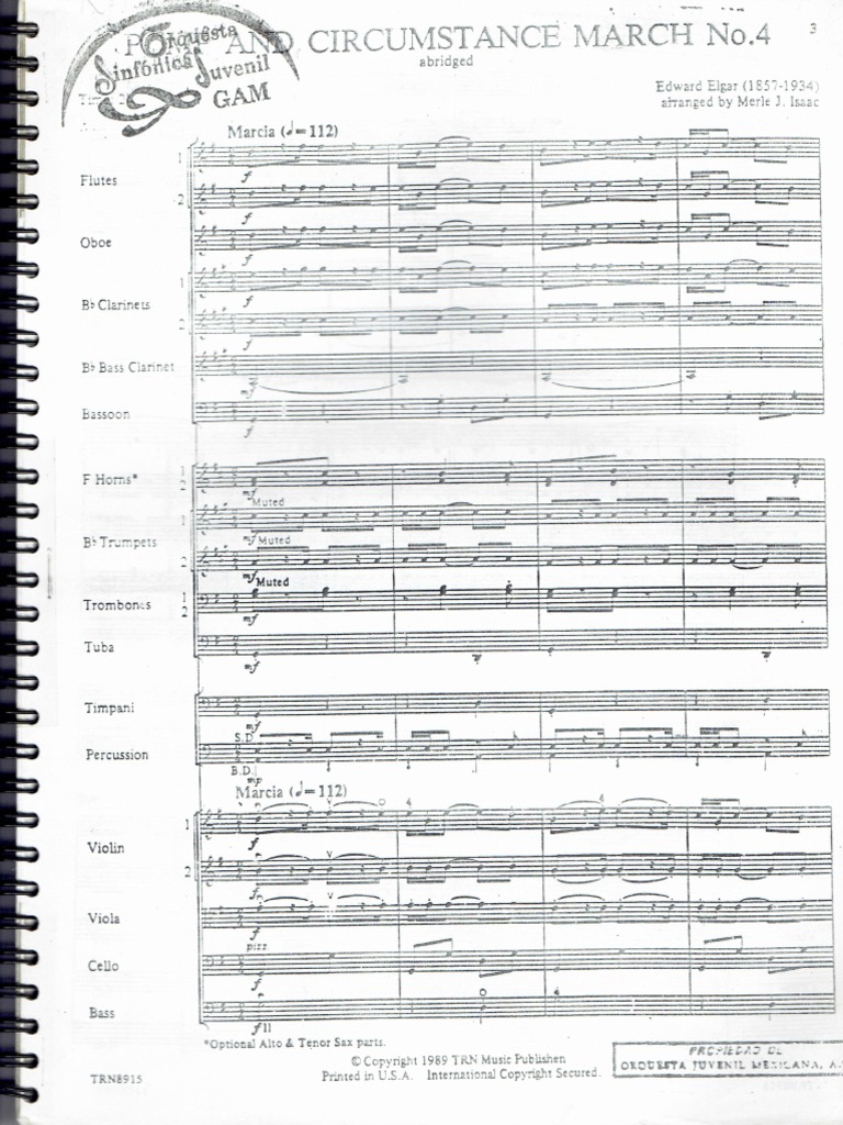 Pomp and Circumstance March N°4 Completo (Score e Instrumentos) | PDF