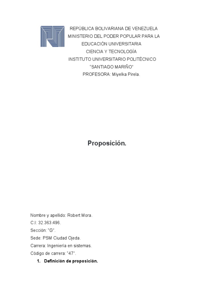 Proposición | PDF | Proposición | Lógica matemática