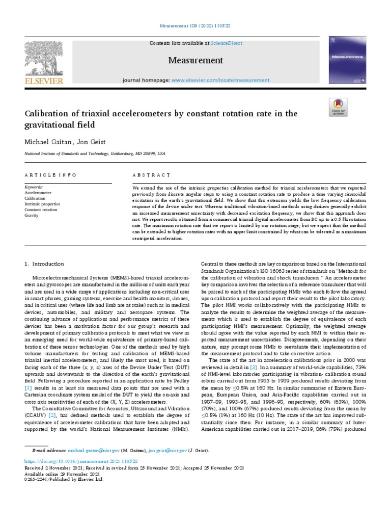 Calibration of Triaxial Accelerometers | PDF | Cartesian Coordinate ...