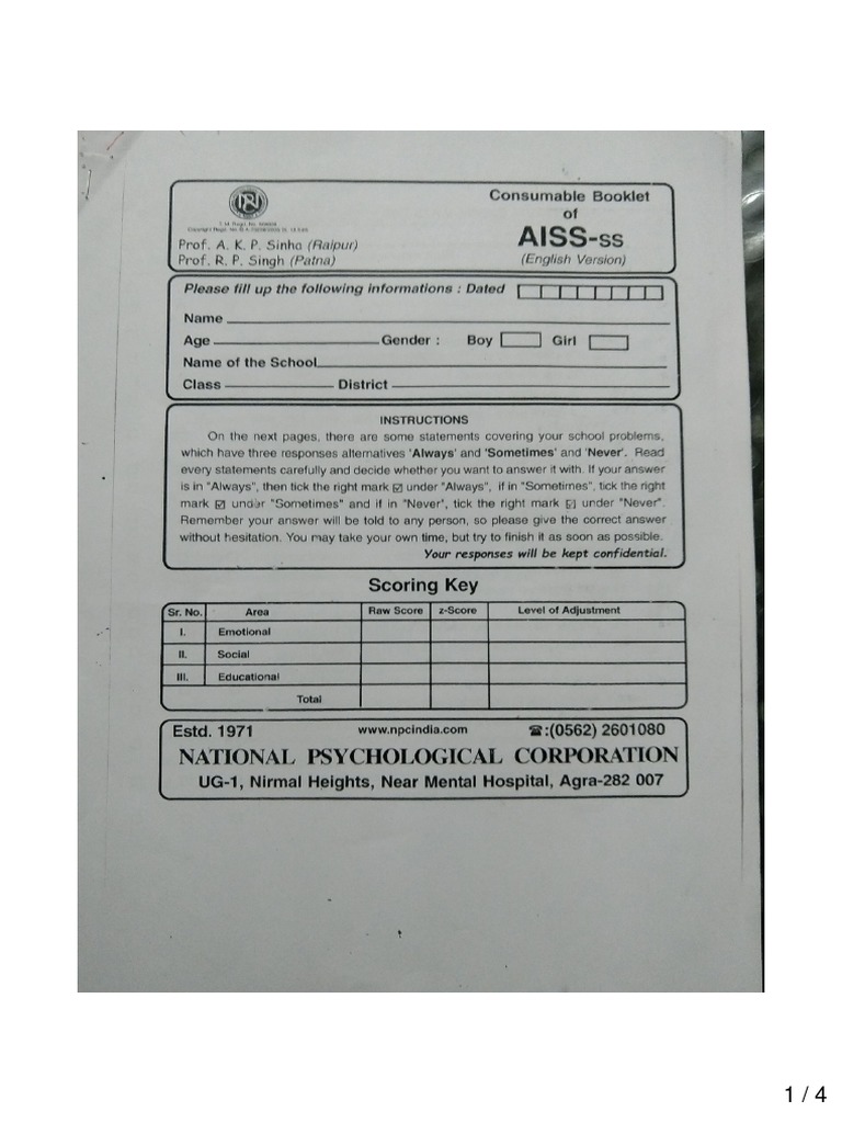 AISS Booklet | PDF