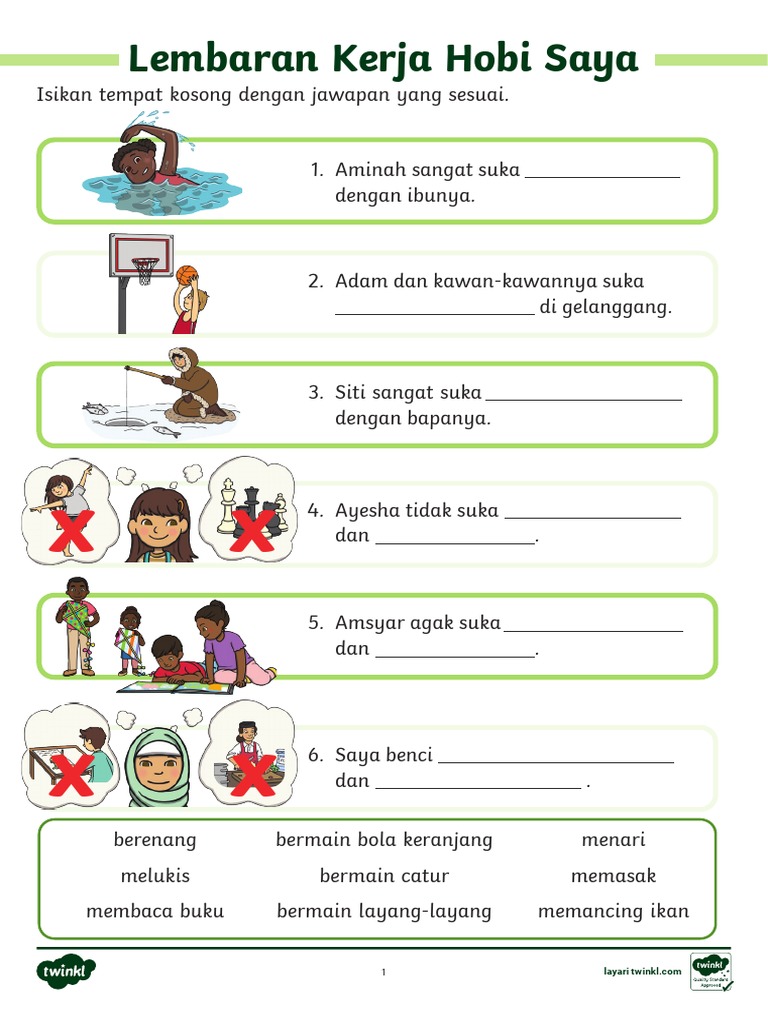 Lembaran Kerja Hobi Saya | PDF