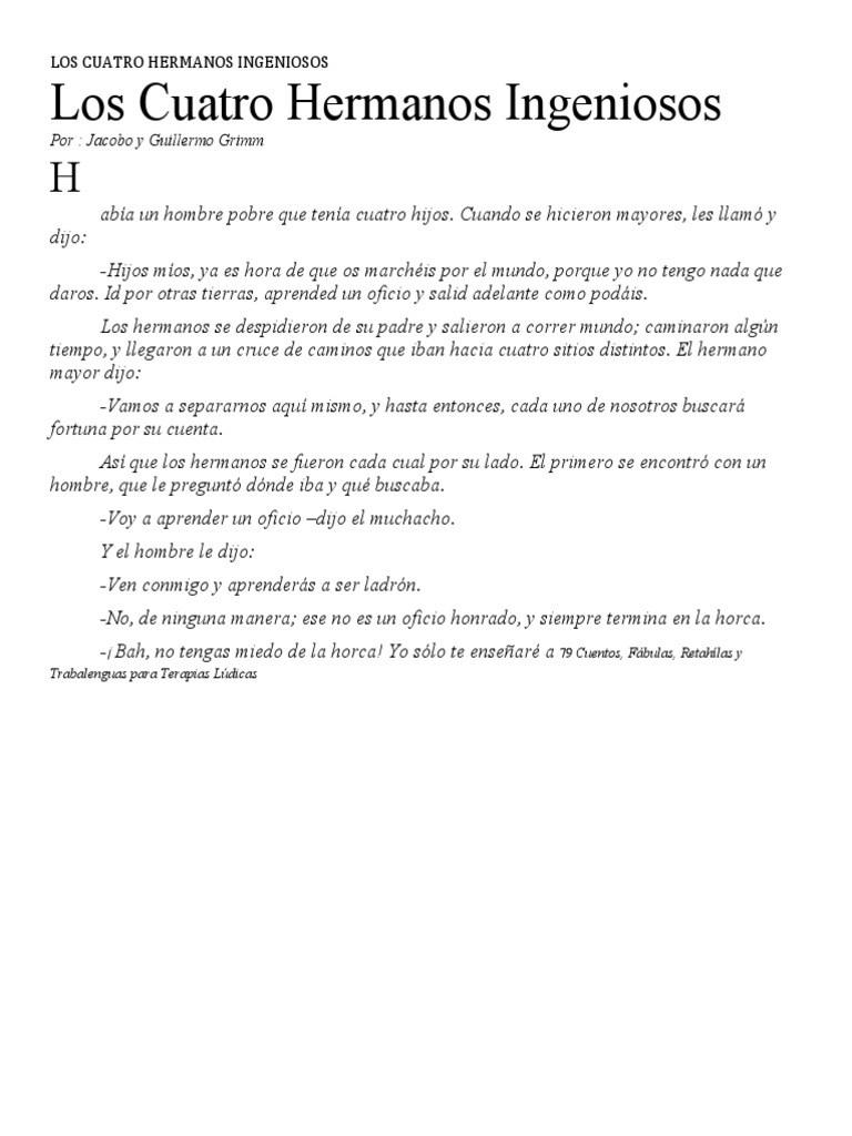 Los Cuatro Hermanos Ingeniosos | PDF