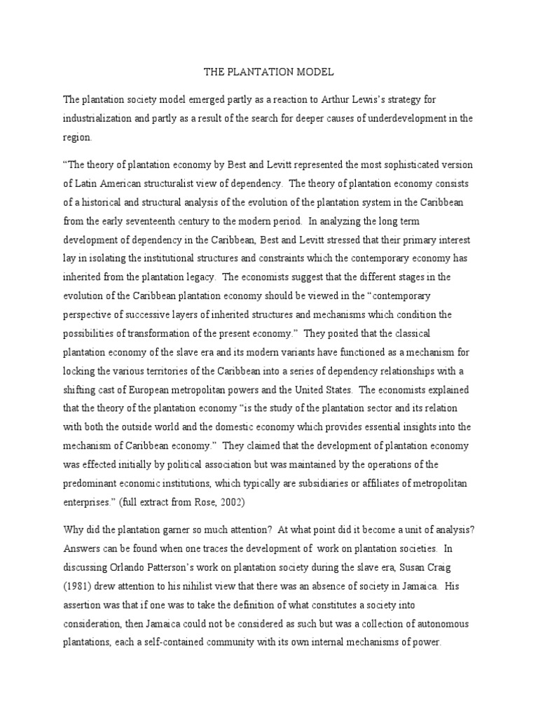 Plantation Model | PDF | Economies | Slavery