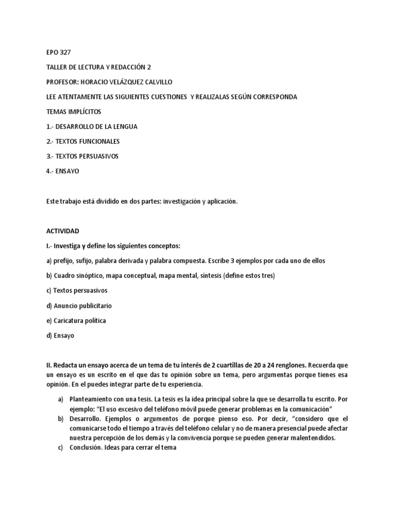 Taller De Lectura Y Redacción 2 Pdf