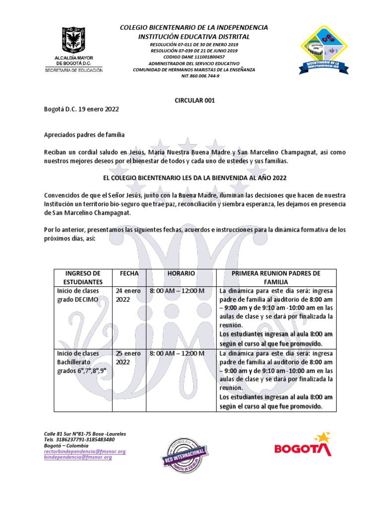 Primera Circular Año 2022 | PDF