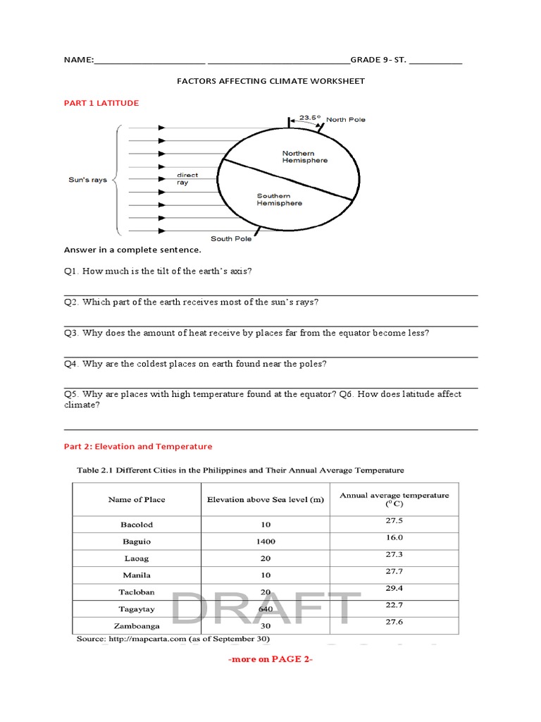 Climate Worksheet | PDF