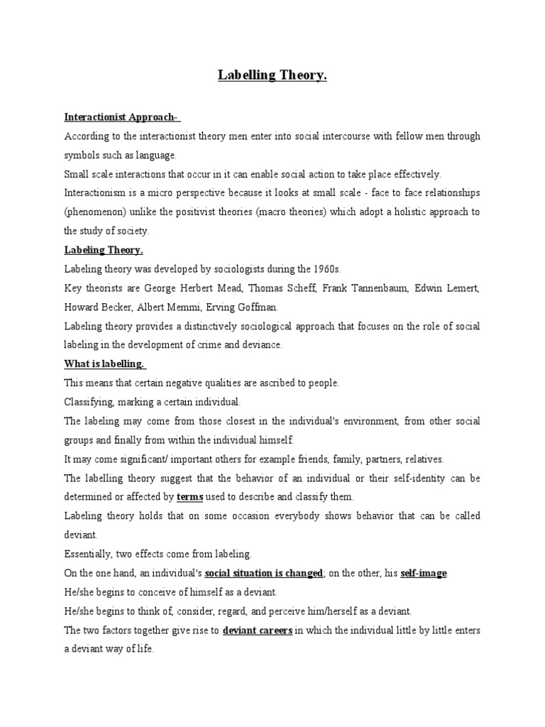 Labeling Theory | PDF | Deviance (Sociology) | Psychology