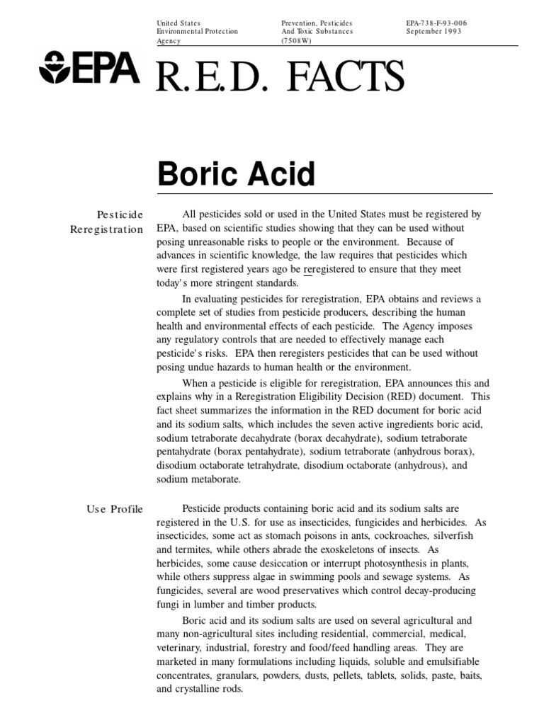 Boric Acid | PDF | Pesticide | Toxicity Boric Acid | PDF | Pesticide | Toxicity