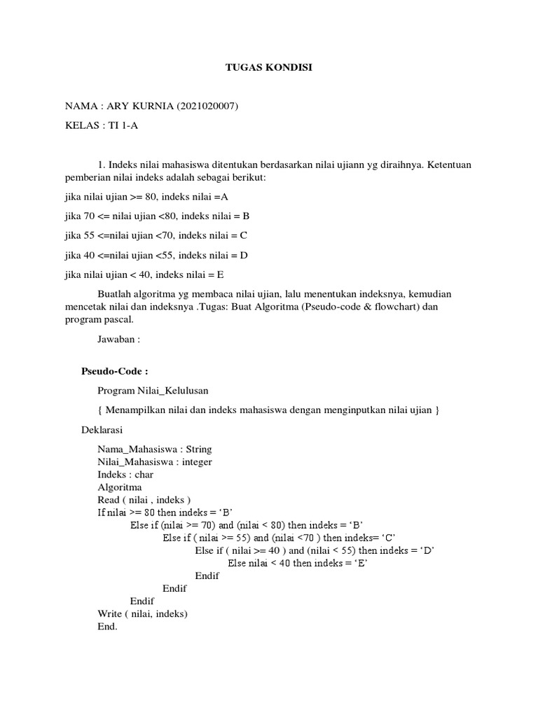 Tugas P9 Logika Dan Algoritma Ary Kurnia (2021020007) | PDF