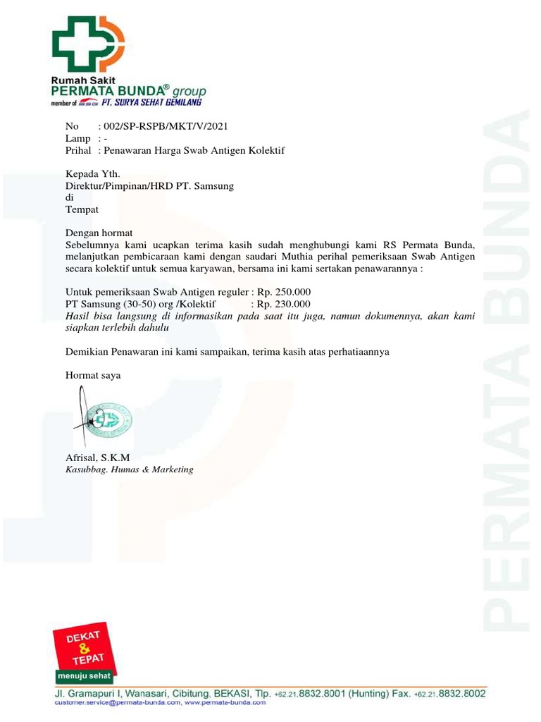 Surat Penawaran PT Samsung | PDF