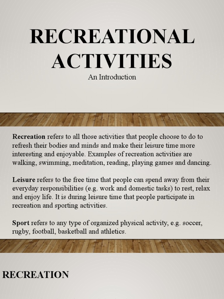 PE 4 (Intro To Recreational Activities) | PDF | Recreation | Leisure