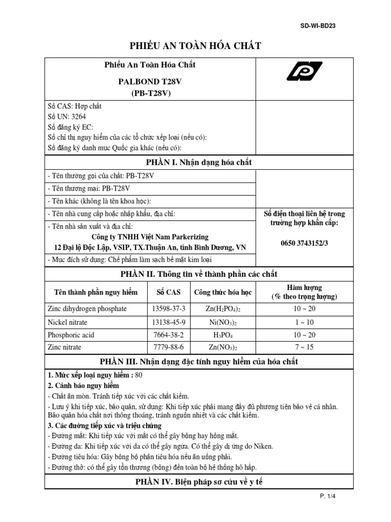 MSDS-PB-T28V - VN Ver | PDF