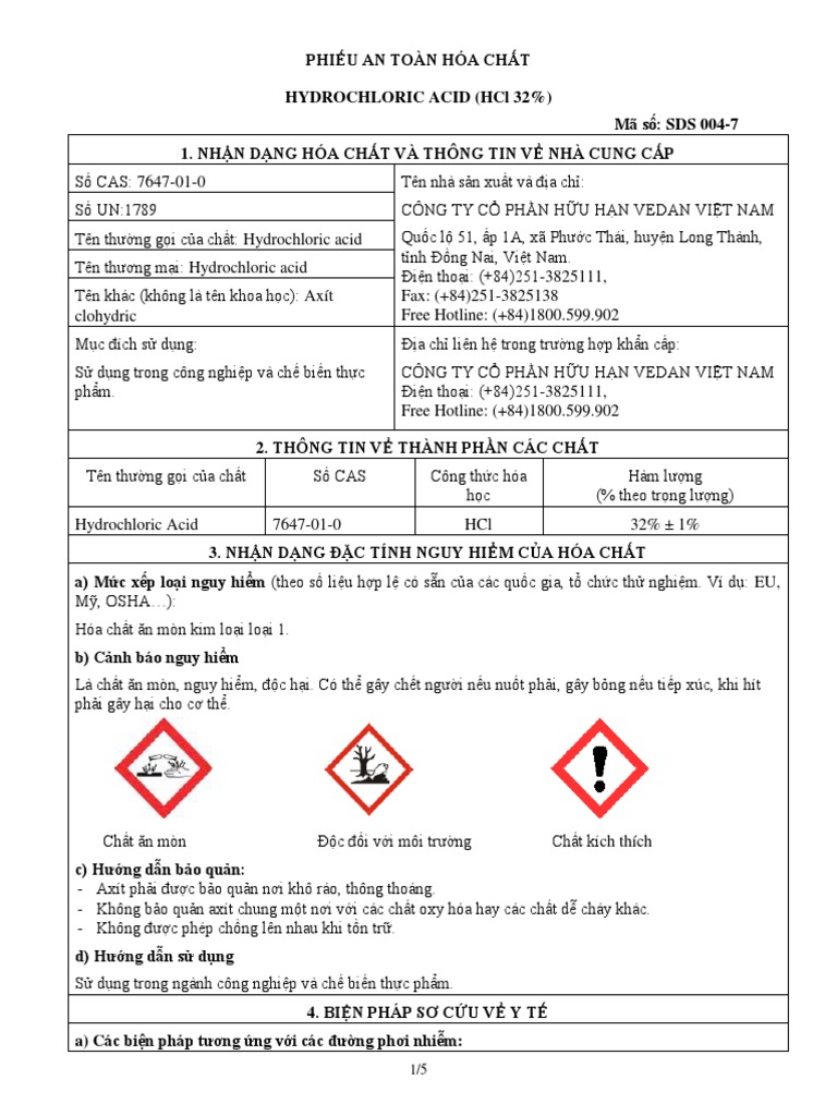 MSDS HCL | PDF