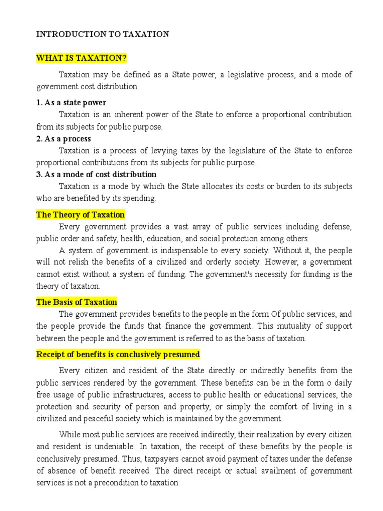 An Introduction to Taxation: Defining Taxation, Theories of Taxation ...