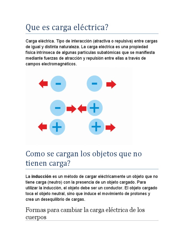 Que Es Carga Eléctrica Pdf Carga Eléctrica Corriente Eléctrica